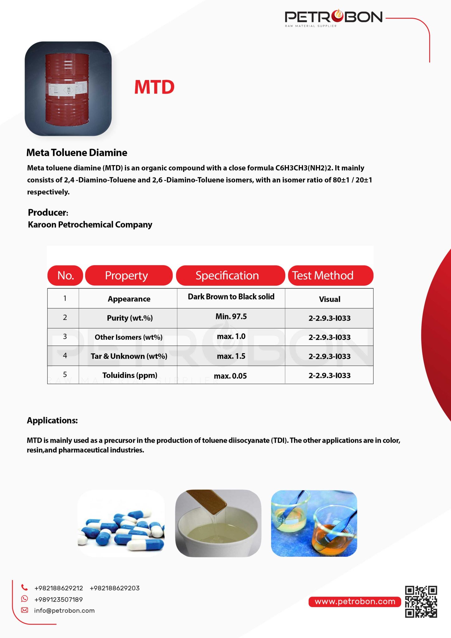 Meta Toluene Diamine (MTD) | PETROBON TRADING